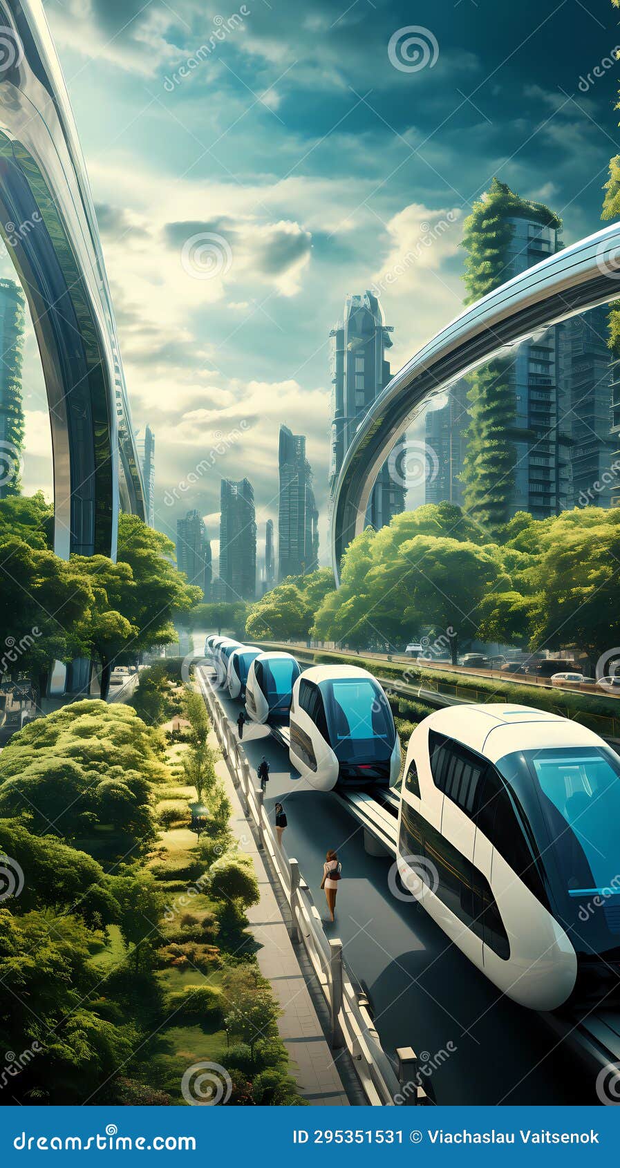 Futuristic City Advanced Transportation Realistic Illustration Stock ...