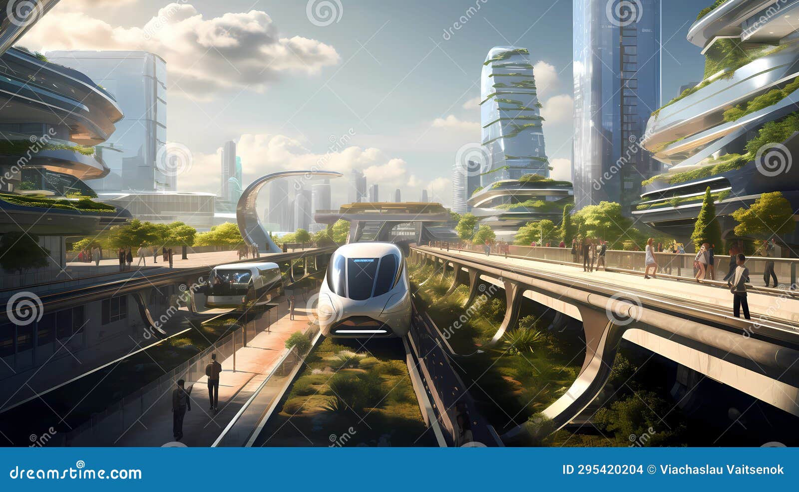 Futuristic City Advanced Transportation Realistic Illustration Stock ...
