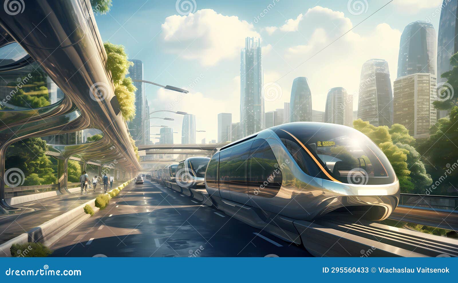 Futuristic City Advanced Transportation Realistic Illustration Stock ...