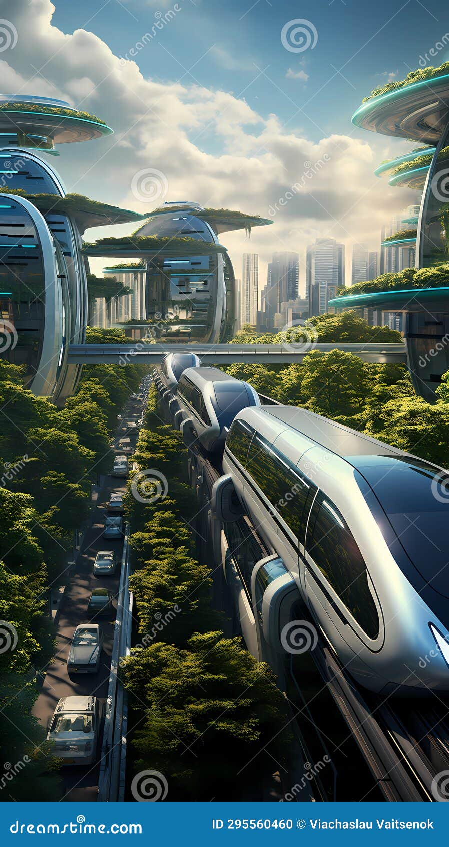 Futuristic City Advanced Transportation Realistic Illustration Stock ...