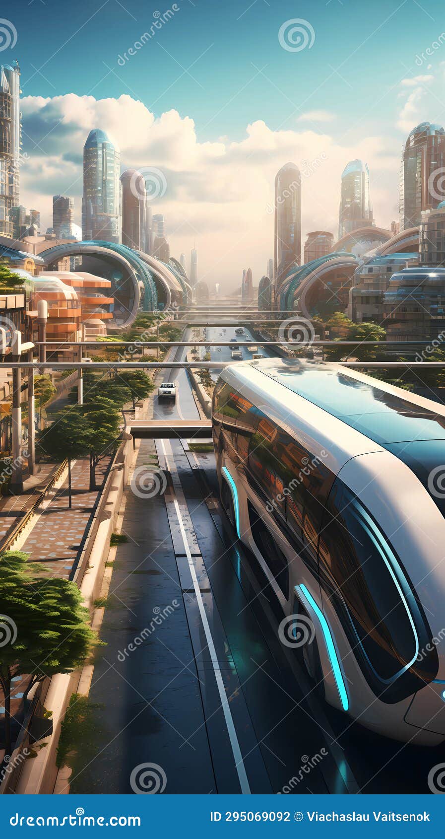 Futuristic City Advanced Transportation Realistic Illustration Stock ...