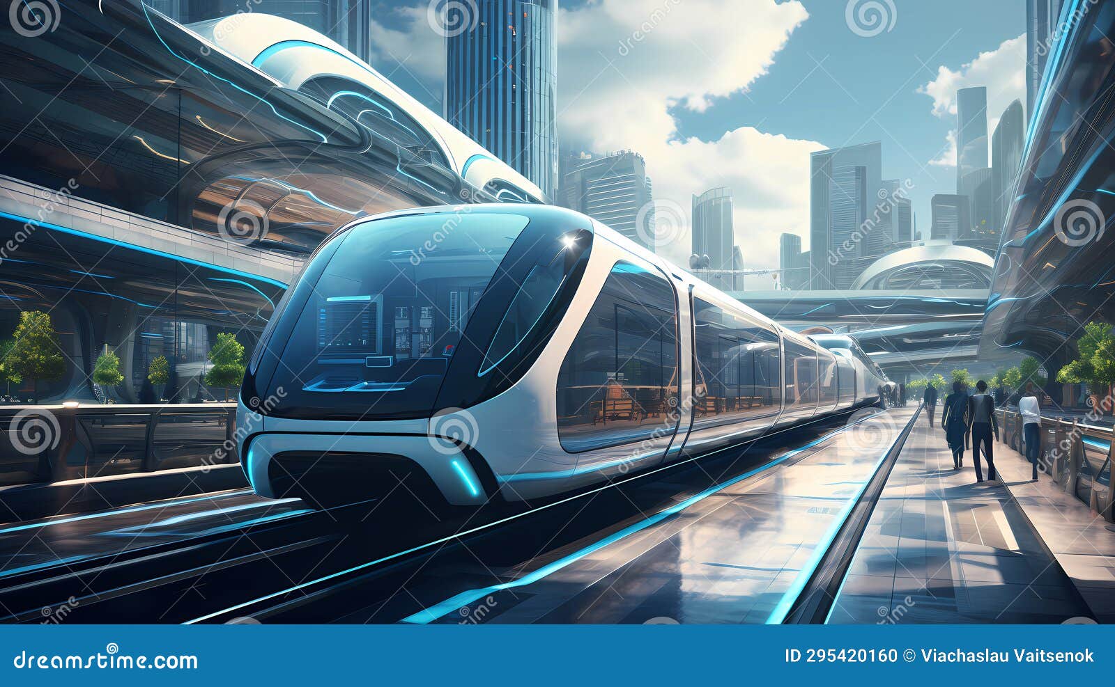 Futuristic City Advanced Transportation Realistic Illustration Stock ...
