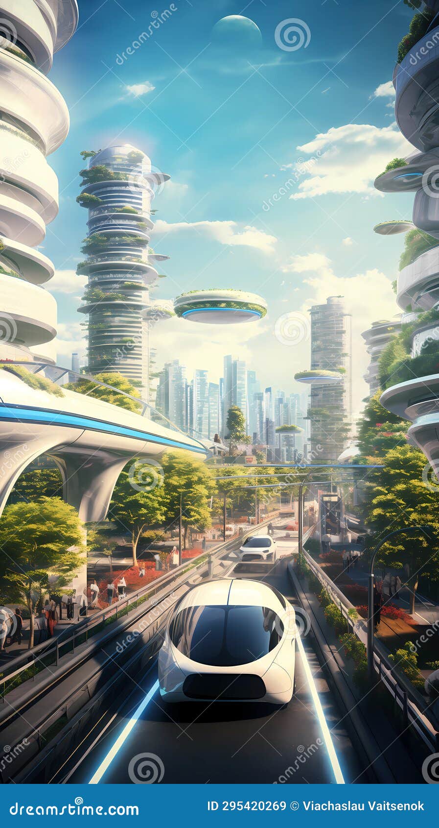 Futuristic City Advanced Transportation Realistic Illustration Stock ...