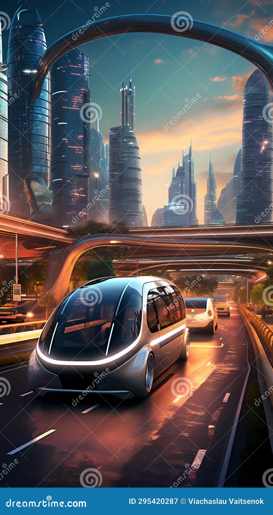 Futuristic City Advanced Transportation Realistic Illustration Stock ...