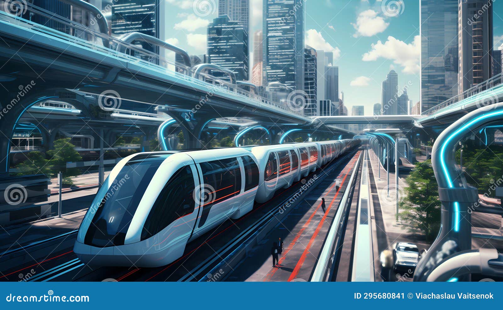 Futuristic City Advanced Transportation Realistic Illustration Stock ...
