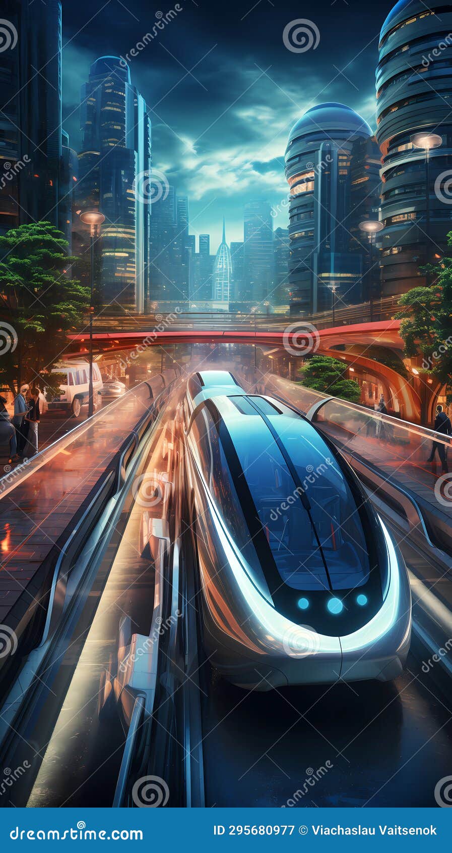 Futuristic City Advanced Transportation Realistic Illustration Stock ...