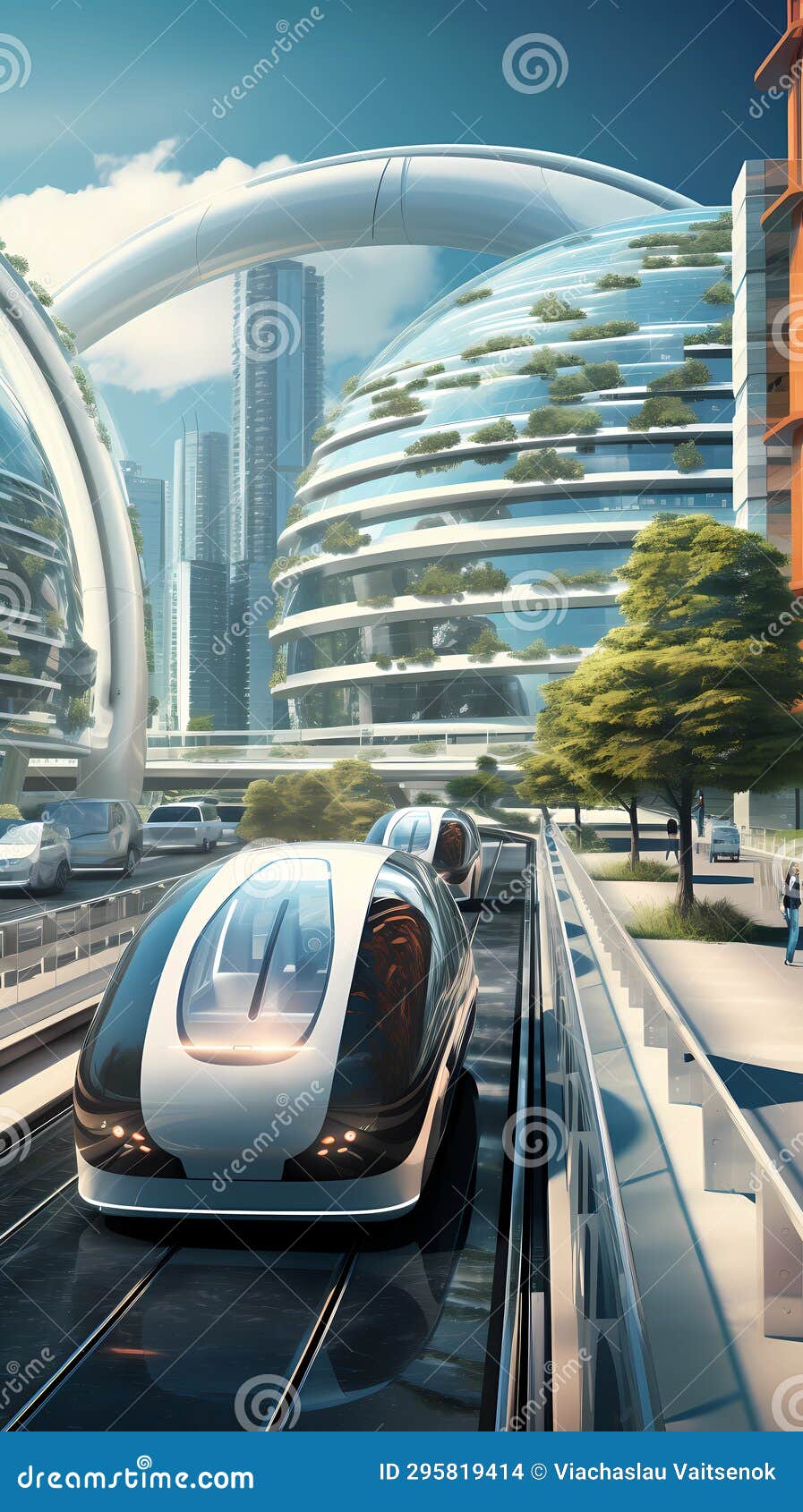 Futuristic City Advanced Transportation Realistic Illustration Stock ...