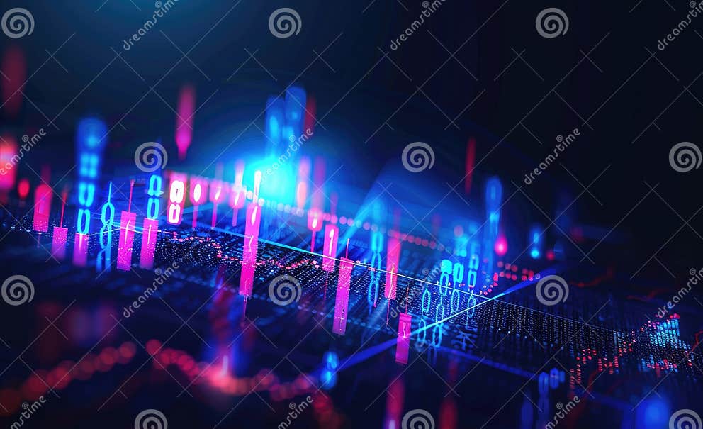 Futuristic City with Bright Lights at Night in the Image Stock Image ...