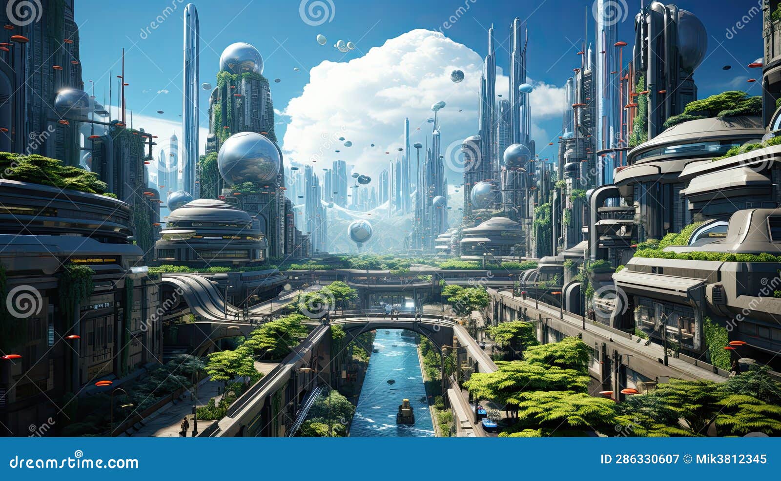 Futuristic City Concept and Design. Stock Illustration - Illustration ...