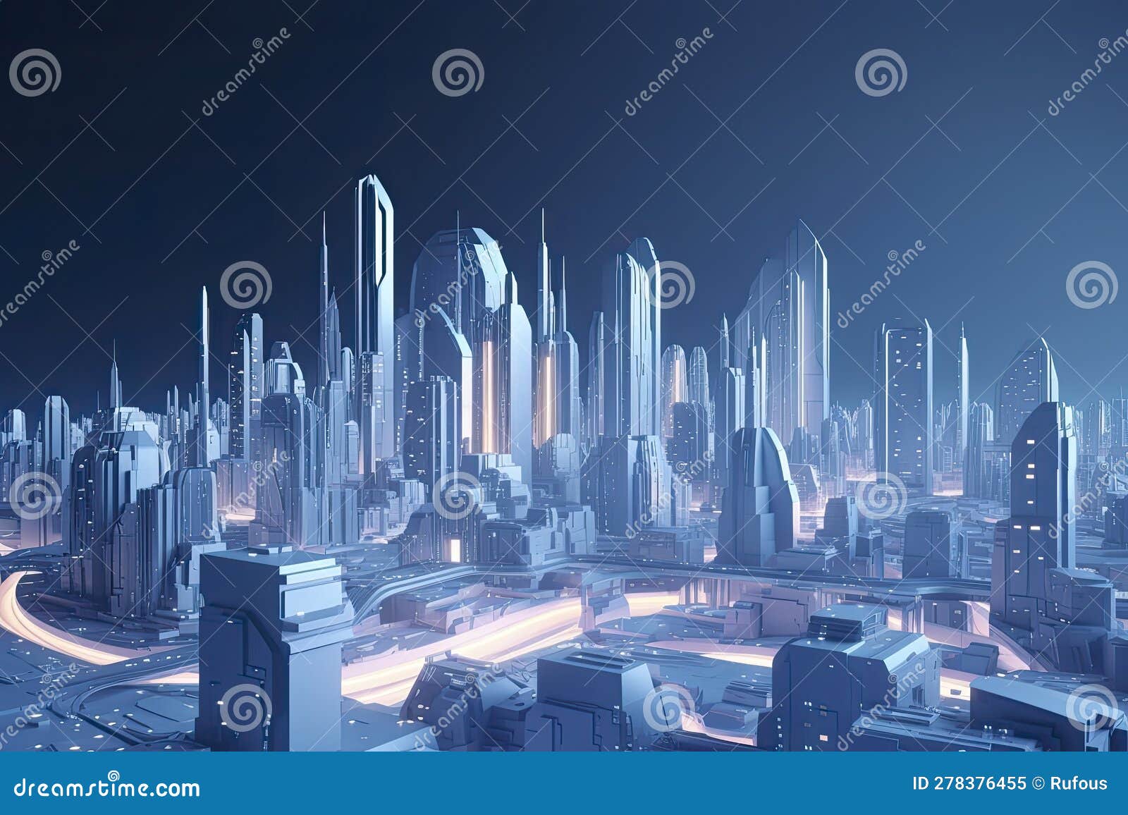 Futuristic City Concept stock illustration. Illustration of scene ...