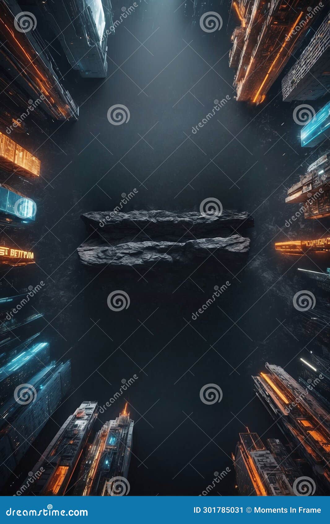 Futuristic City in the Deep Space Stock Image - Image of skyline ...