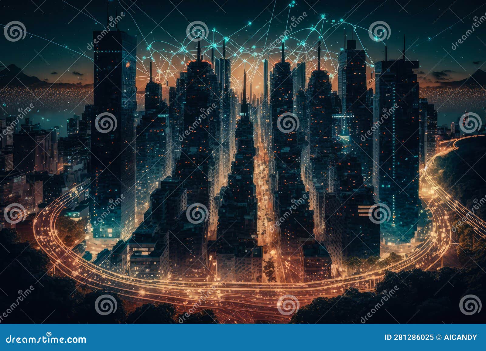Interconnected Technology: Complex Background Of Lines And Nodes Stock ...