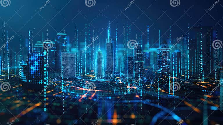 Futuristic City Landscape Made of Glowing Data Points and Digital Lines ... Futuristic City Landscape Made of Glowing Data Points and Digital Lines ...