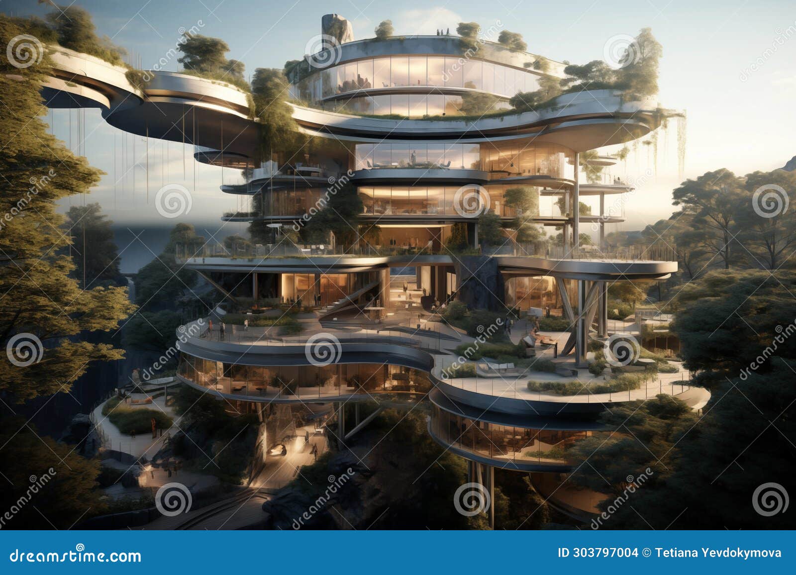 Futuristic City in the Middle of the Forest. Hyper Realistic ...
