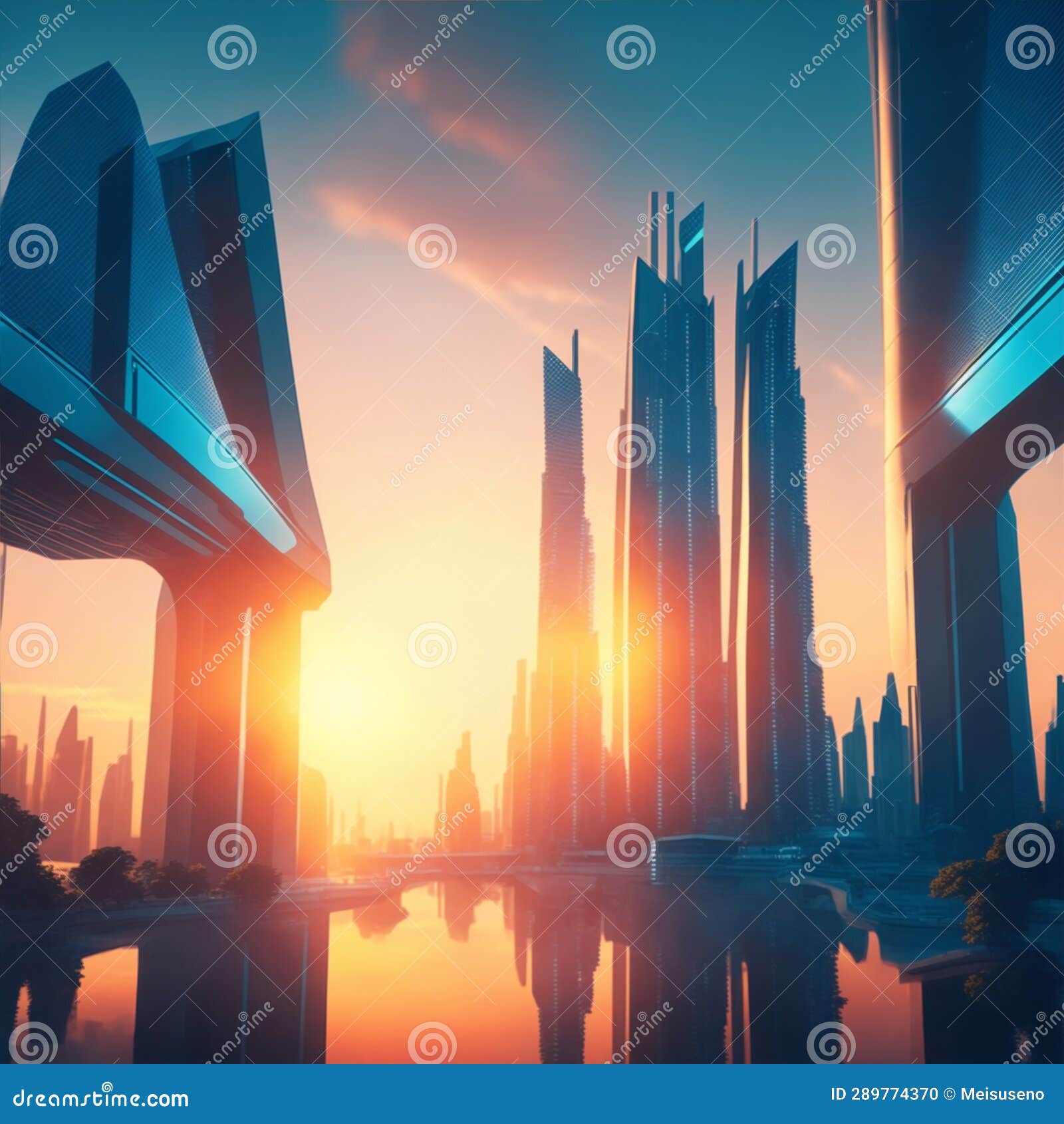 Futuristic City, Modern Architecture Illustration Stock Illustration ...