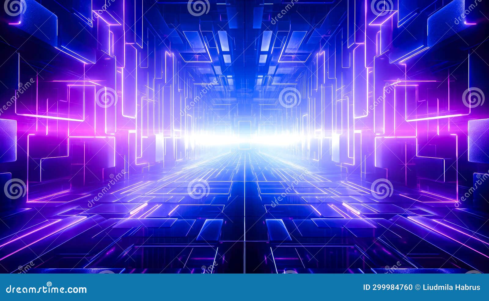 Futuristic City at Night with Neon Lights Stock Photo - Image of neon ...