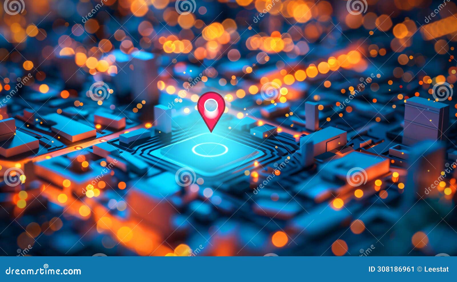 Futuristic City Plan: Detailed Digital Map with Illuminated Pathways ...