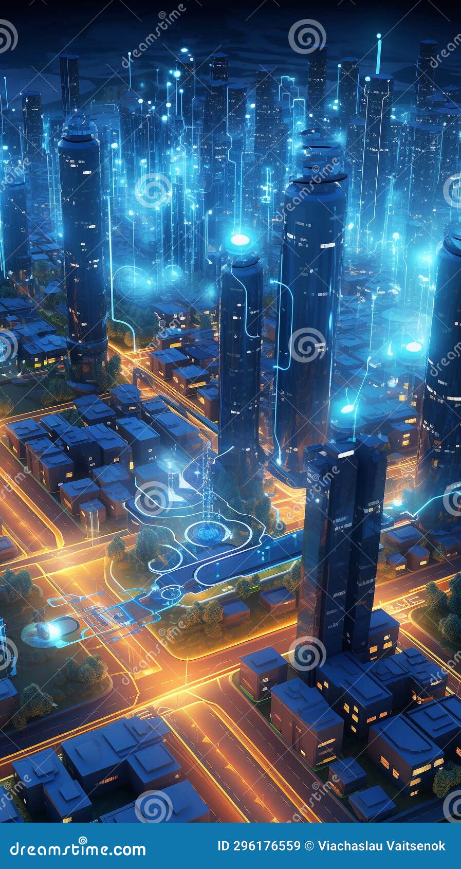 Futuristic City Smart Infrastructure Realistic Illustration Stock Image ...