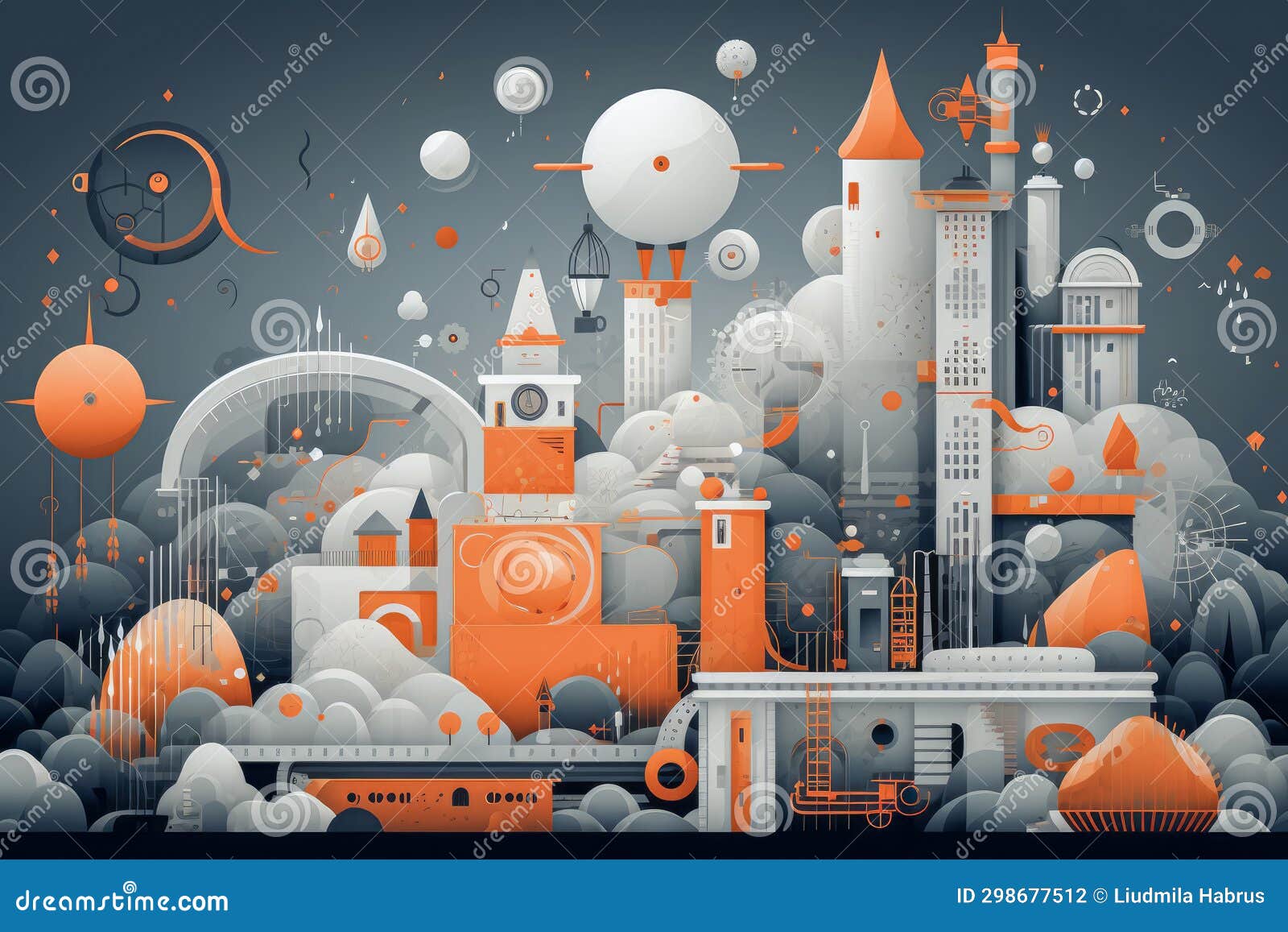 Futuristic City in the Style of Paper Cut Stock Illustration ...