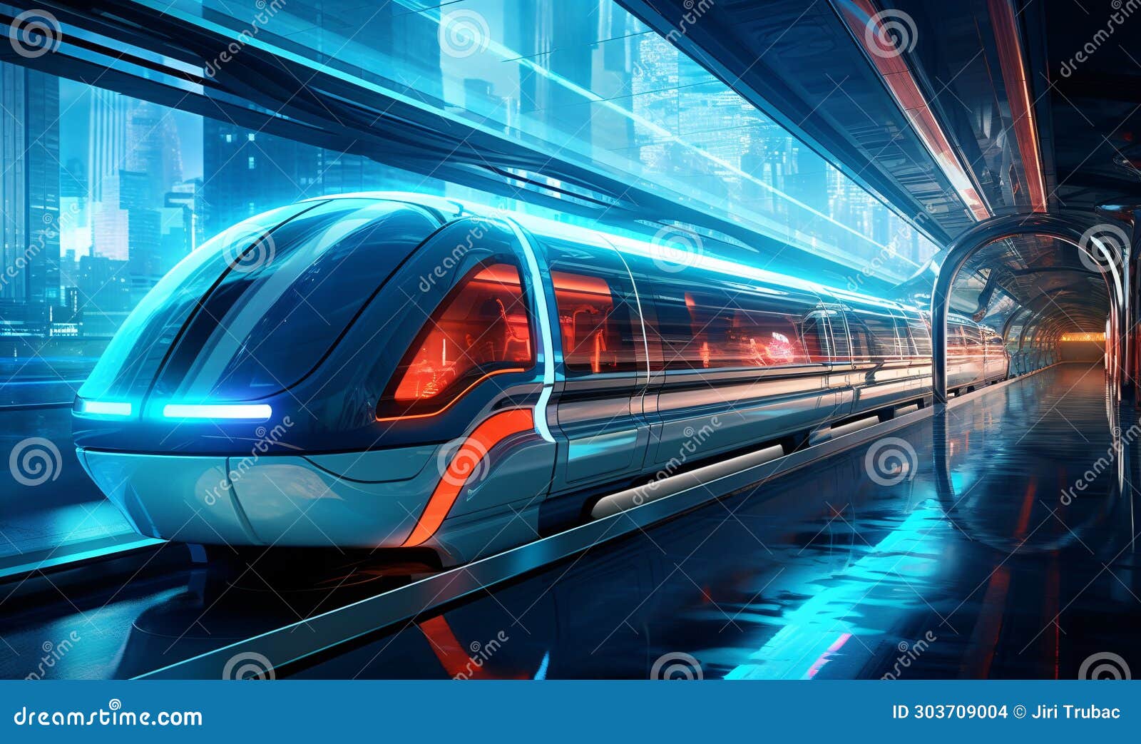Futuristic City Train of the Future. Transporting Passengers in the ...