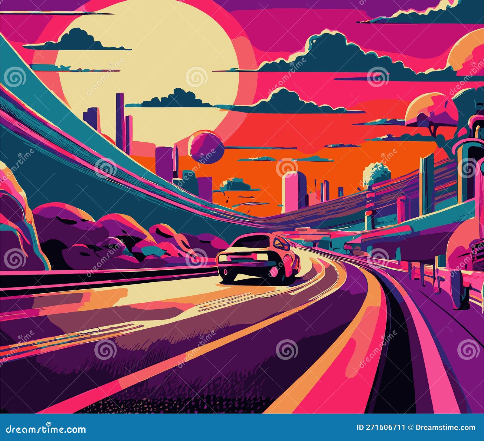 Futuristic City with Ultra Speed Highways Stock Vector - Illustration ...