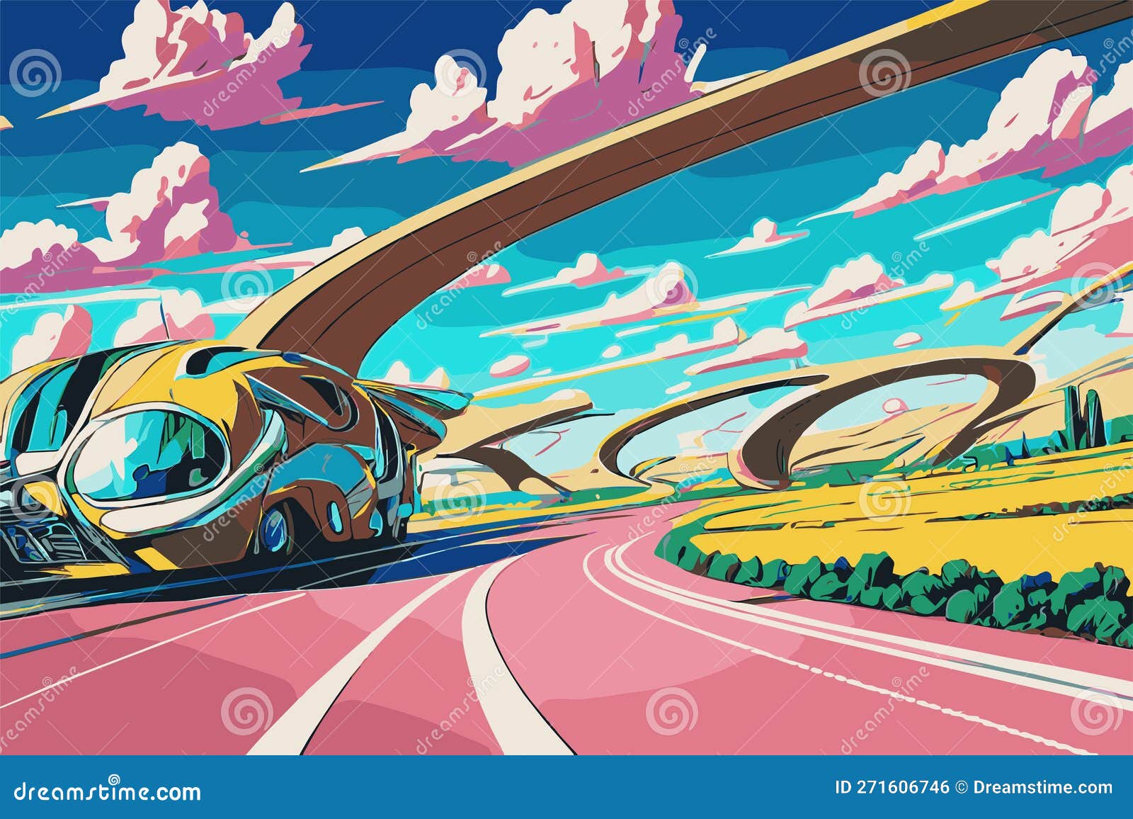 Futuristic City with Ultra Speed Highways Stock Vector - Illustration ...