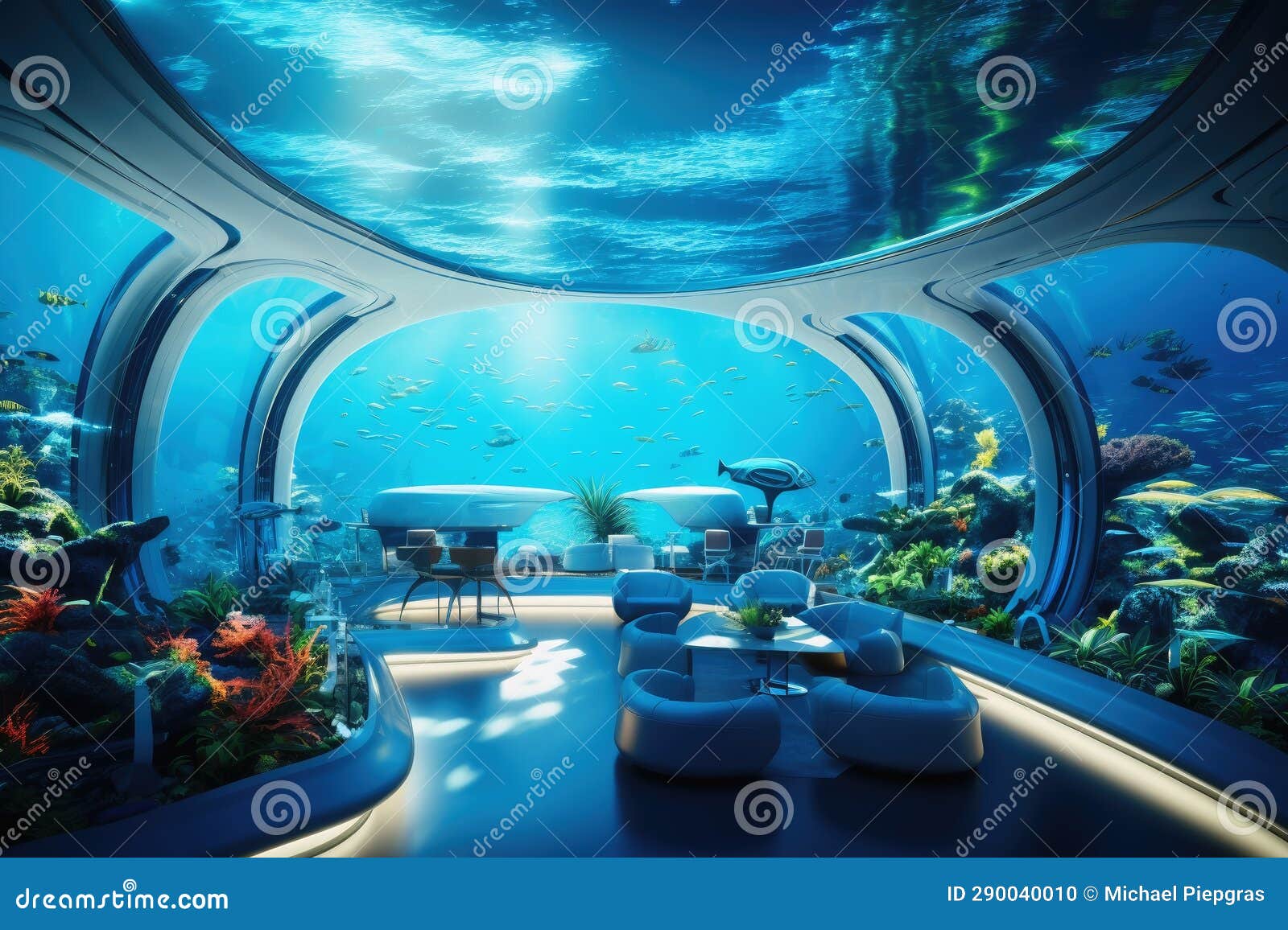 A Futuristic City Underwater at the Bottom of the Ocean Stock Photo ...