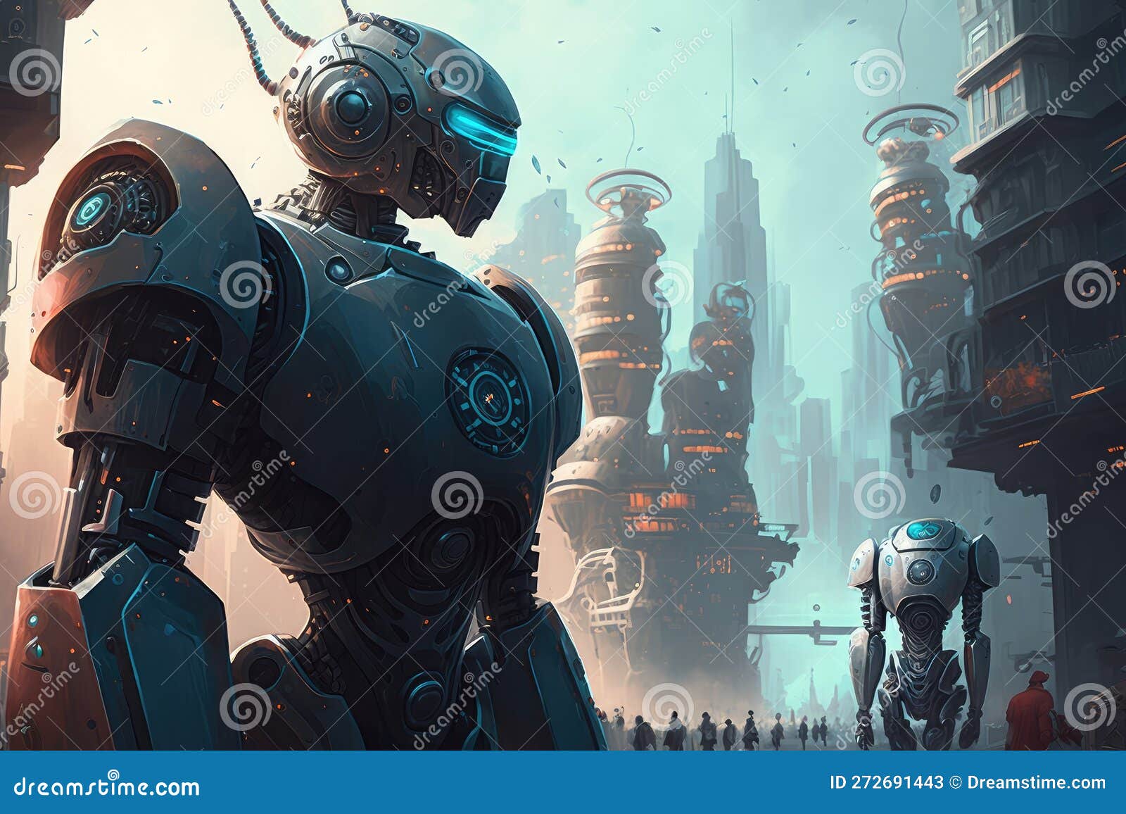 A Futuristic City with a Variety of Robots and Artificial Intelligence ...