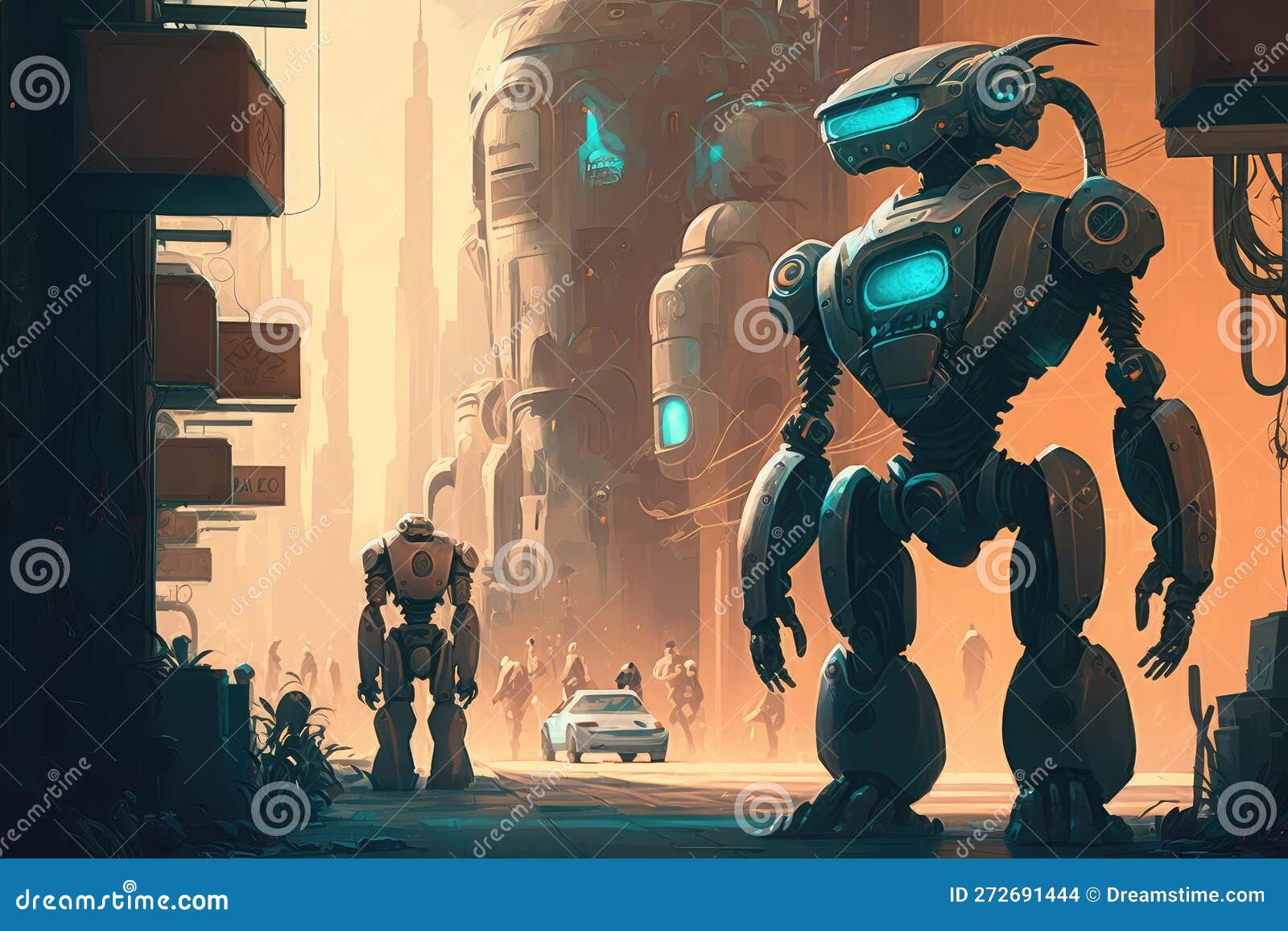 A Futuristic City with a Variety of Robots and Artificial Intelligence ...