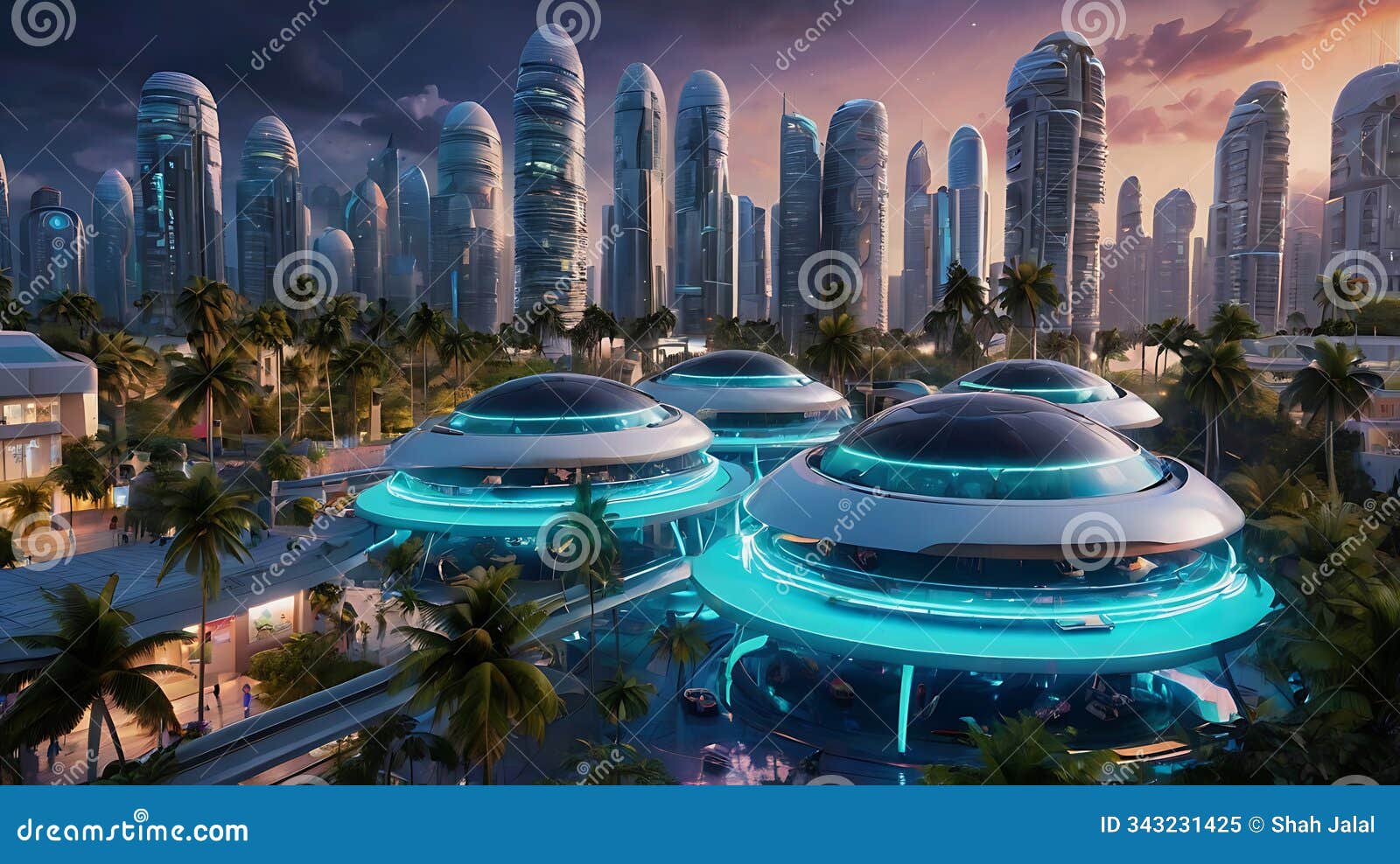 Futuristic Octopus Style City in the World Stock Illustration ...