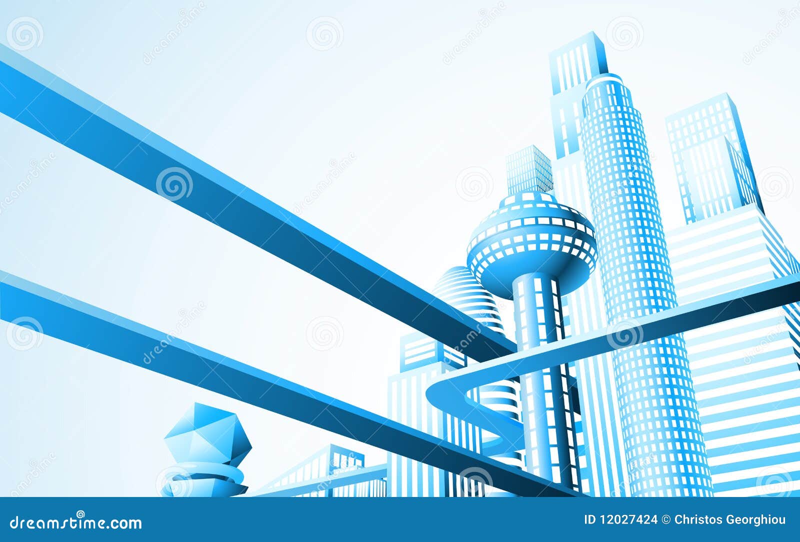 Futuristic cityscape stock vector. Illustration of elevation - 12027424