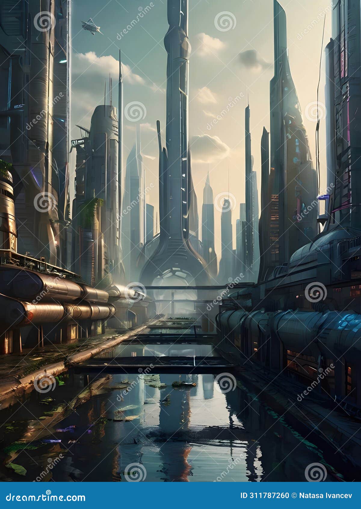 Futuristic Cityscape on Another Planet Stock Illustration ...