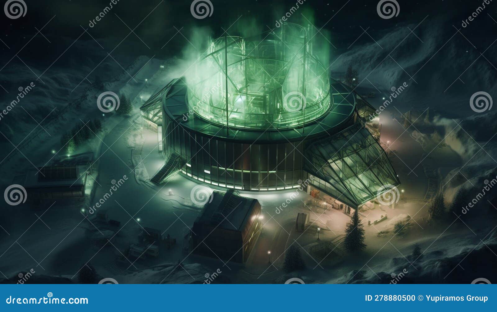 Futuristic Cityscape Illuminated by Blue Machinery and Steam ...