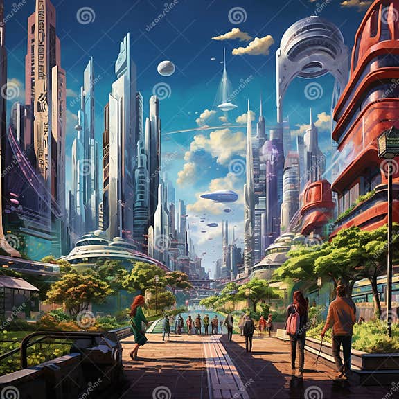 Futuristic Cityscape with Living Monuments Stock Image - Image of ... Futuristic Cityscape with Living Monuments Stock Image - Image of ...