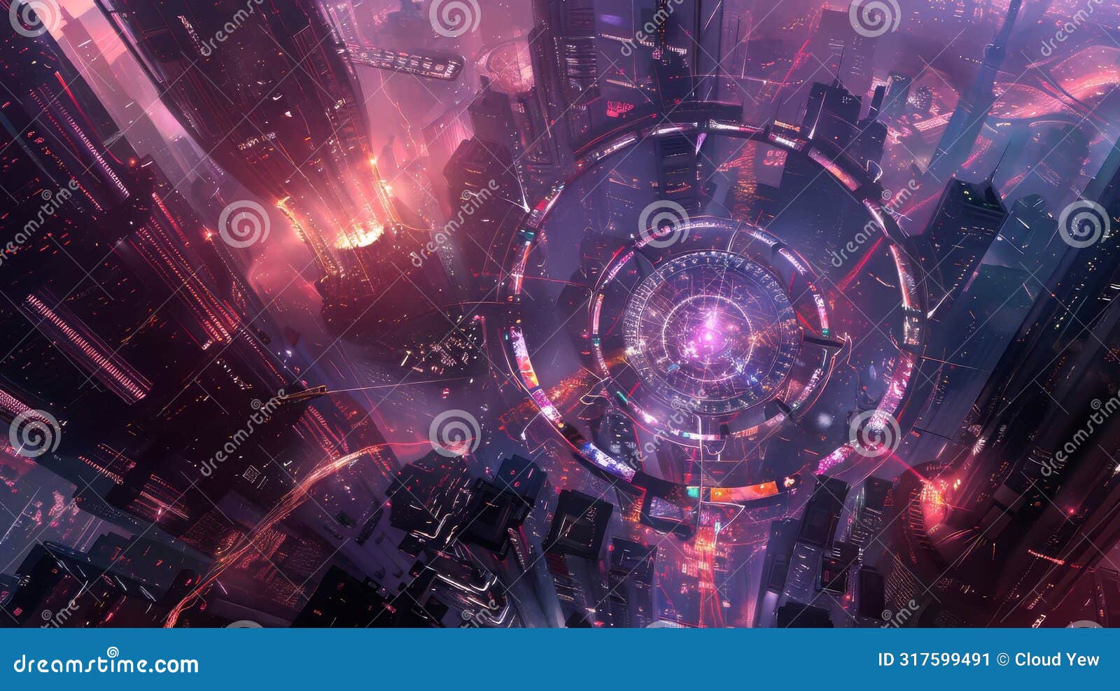 Futuristic Cityscape in Top-down Perspective Stock Illustration ...