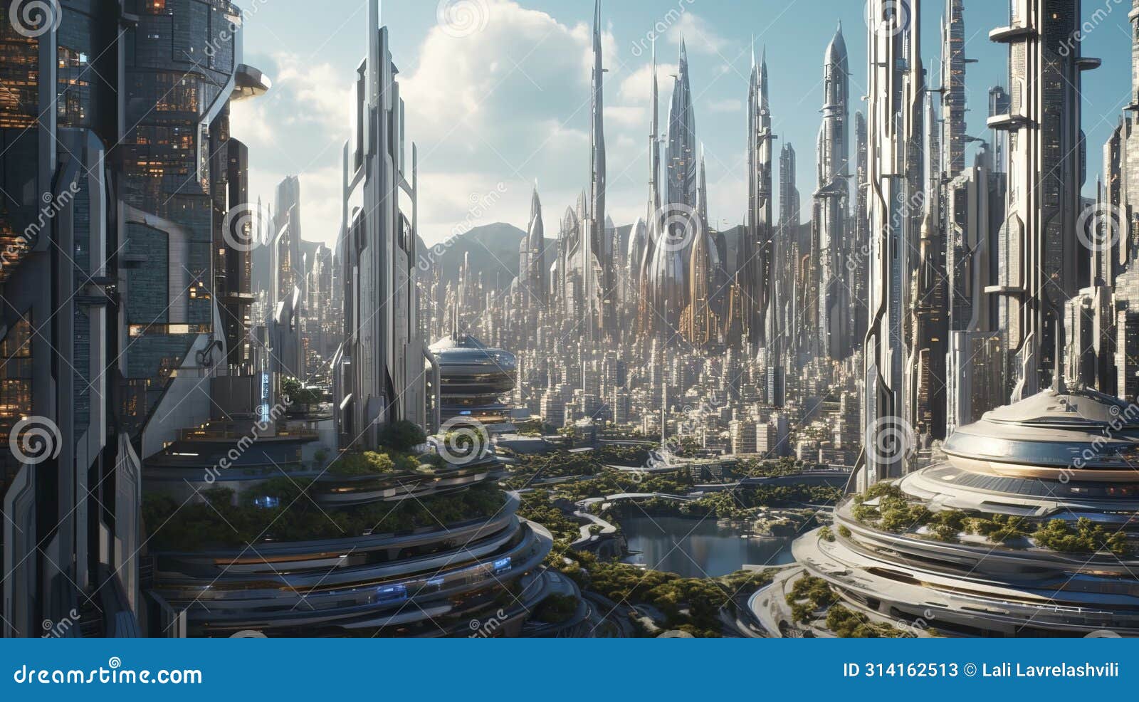 Futuristic Cityscape, with Towering Structures and Advanced Technology ...