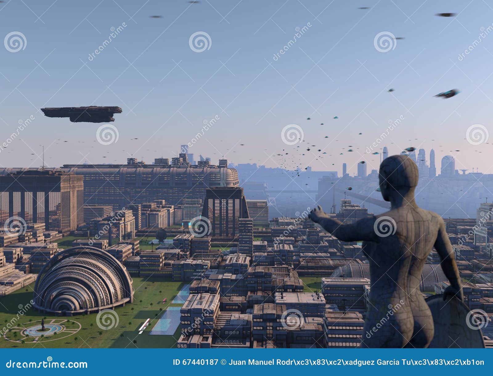 Futuristic civilization stock illustration. Illustration of future ...