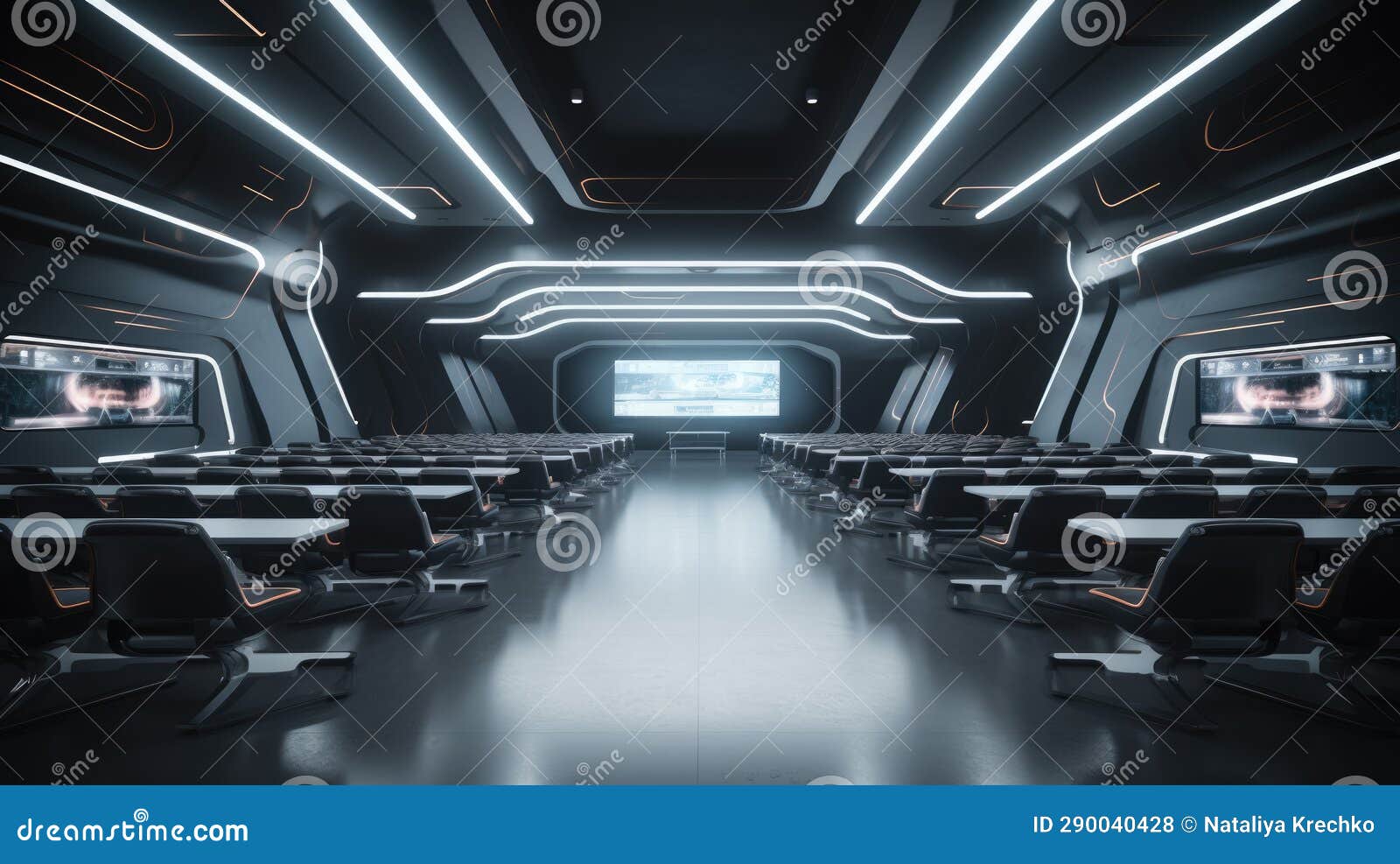 Futuristic Classroom in School of the Future. Classroom for Classes or ...