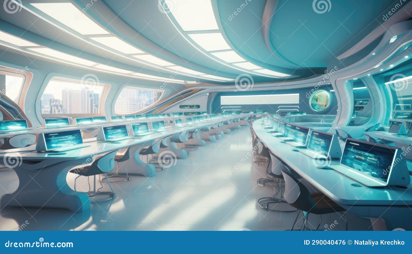 Futuristic Classroom in School of the Future. Classroom for Classes or Lectures Stock Photo ...