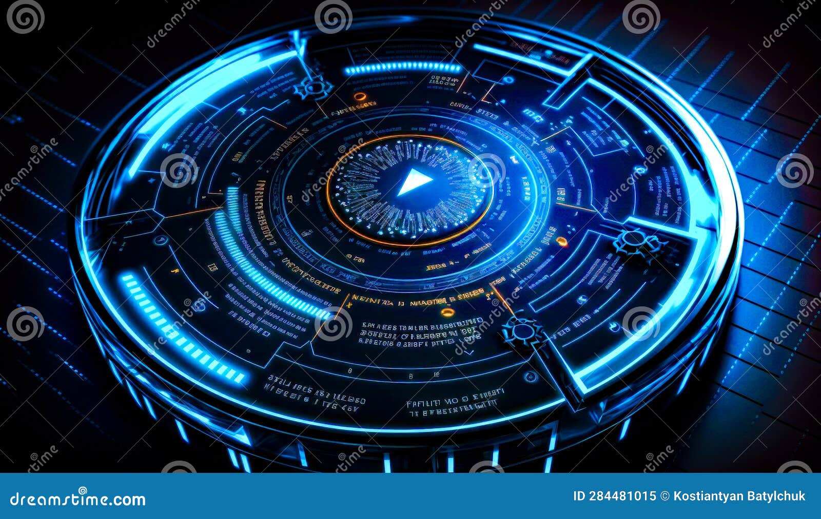 Futuristic Clock with Blue Lights and Circular Design in the Middle of ...