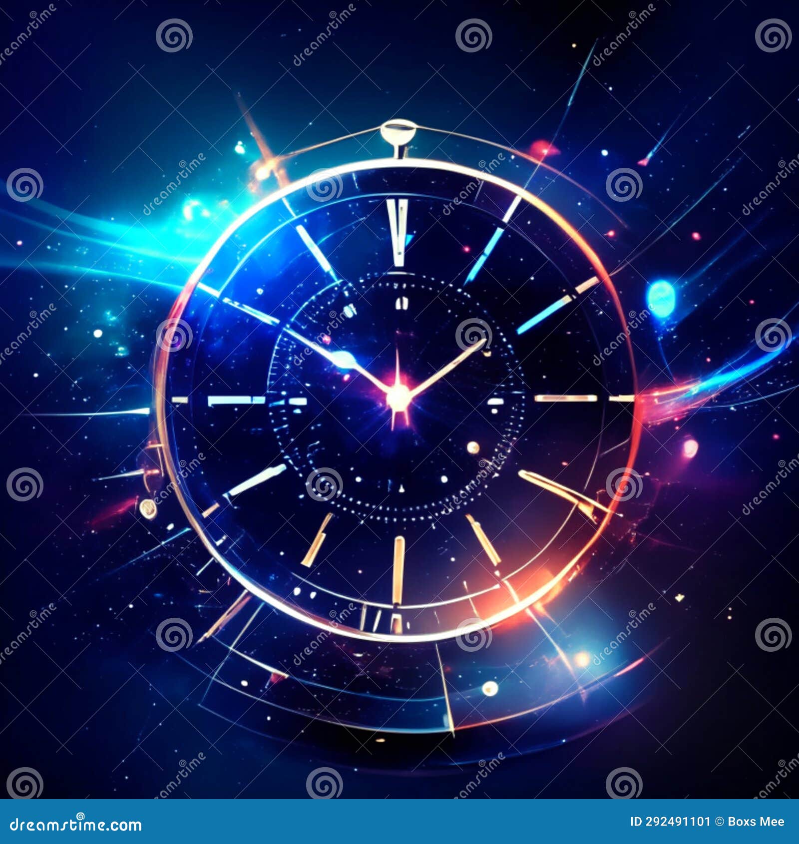 Futuristic Clock Face on a Dark Background. Vector Illustration Stock ...
