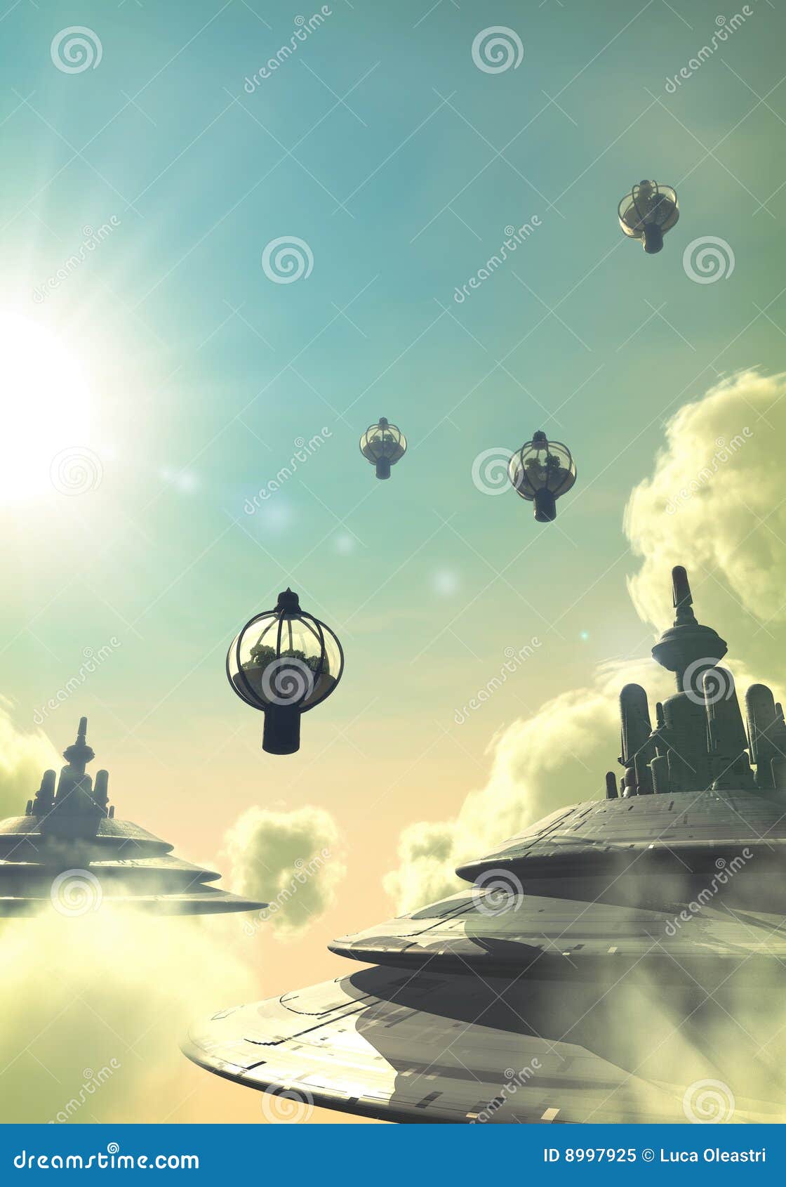 Cloud City Concept With 3D Flat Pastel Colors. Colorful Paper Like City ...