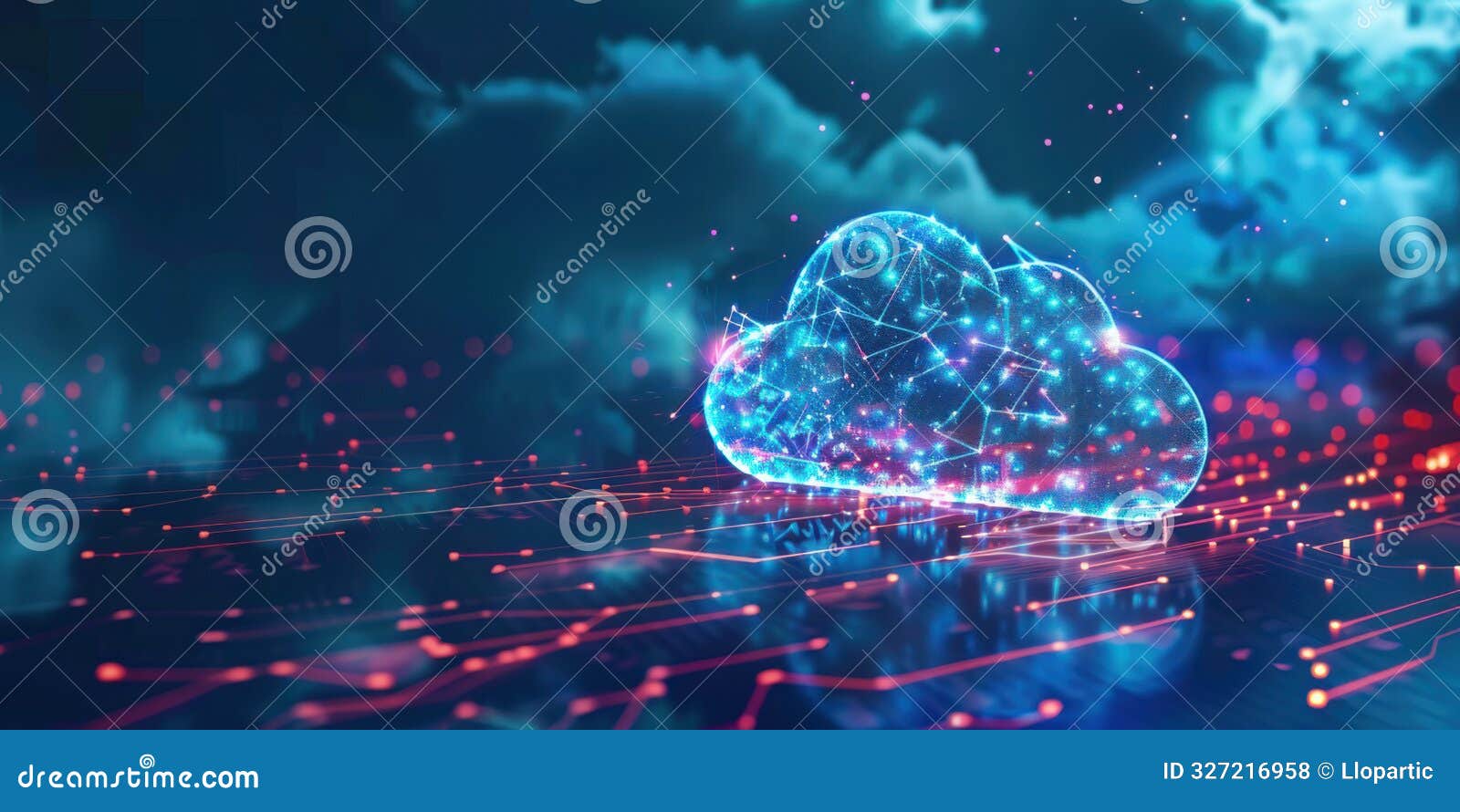 Futuristic Cloud Computing Concept with Glowing Digital Cloud Symbol ...