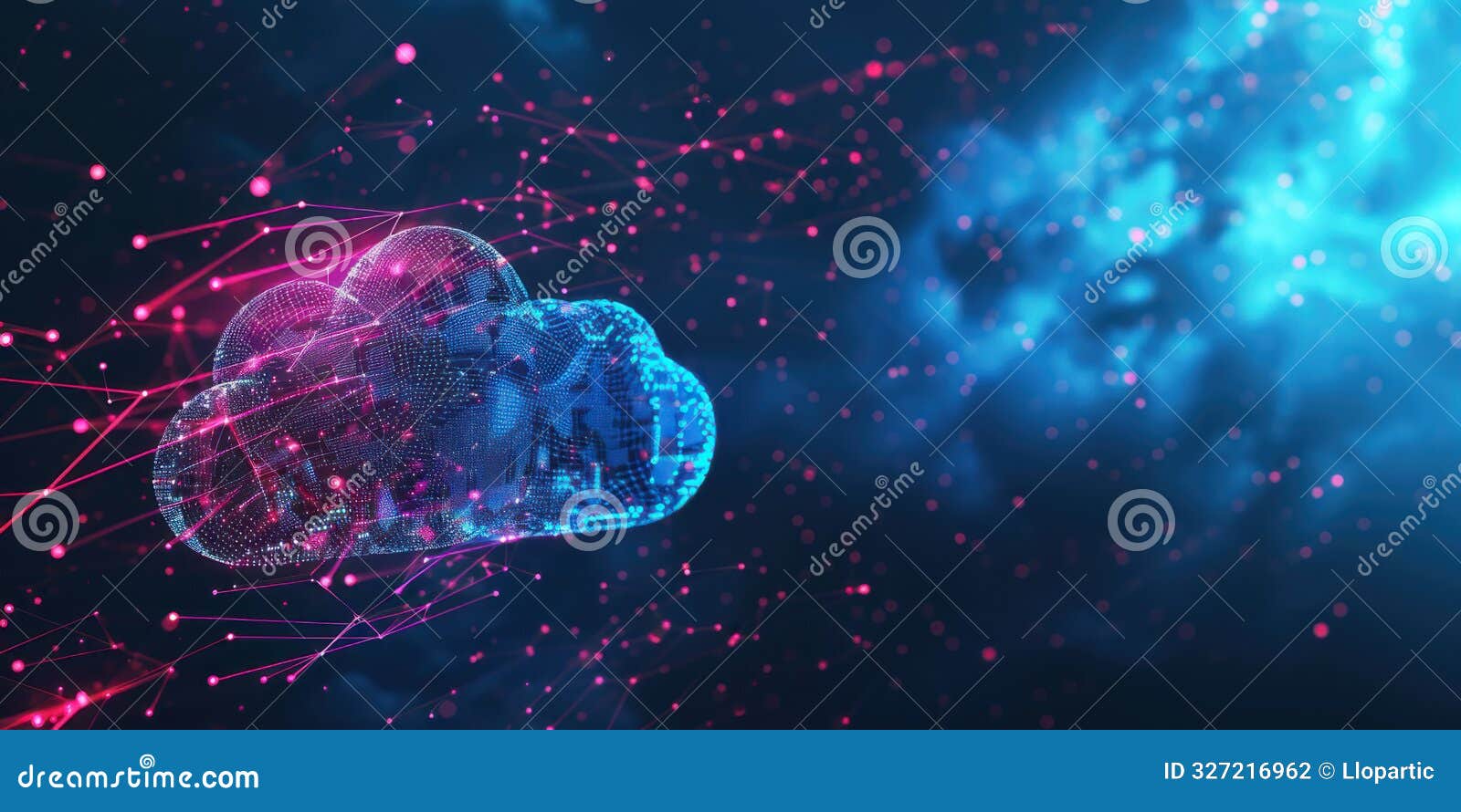Futuristic Cloud Computing Concept with Glowing Digital Cloud Symbol and Network Connections in ...