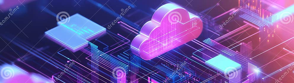 Futuristic Cloud Computing Concept with Vibrant Colors, Digital ...