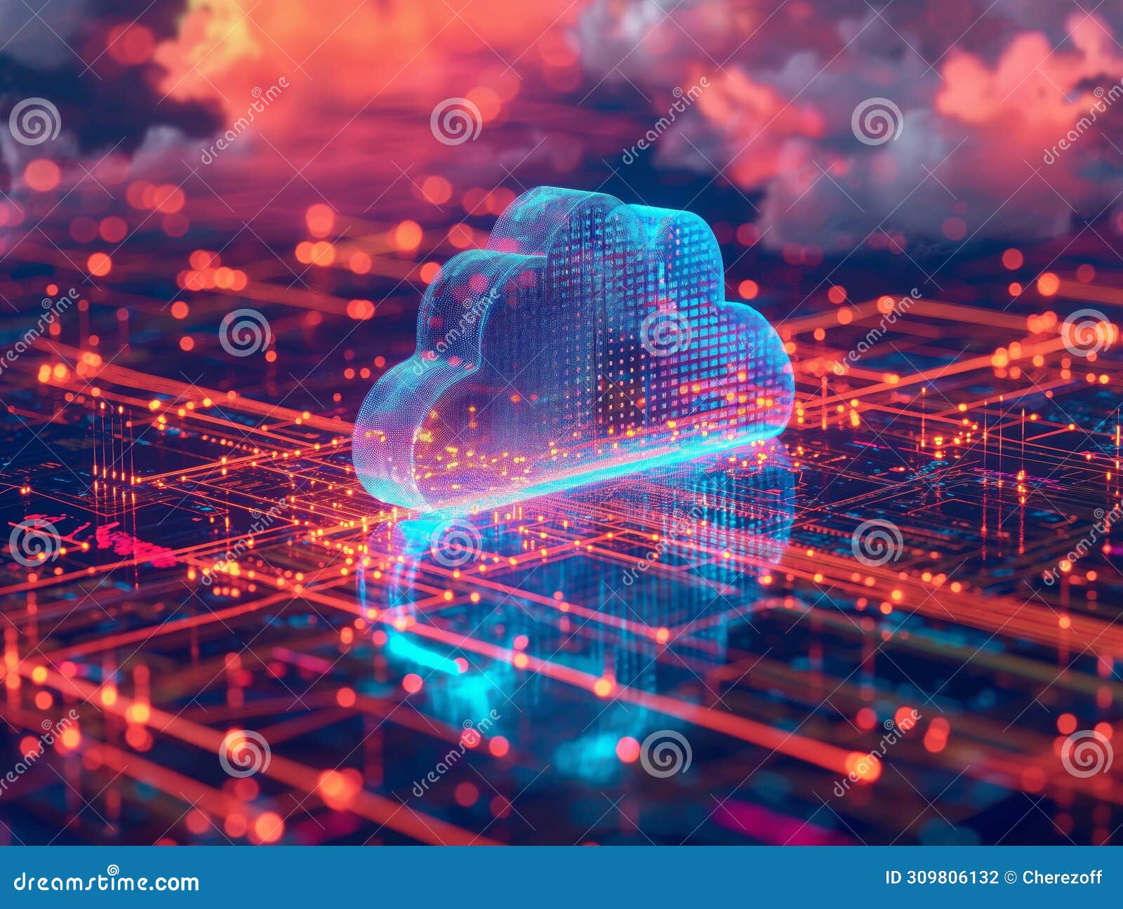 Futuristic Cloud Computing Concept Stock Photo - Image of network ...