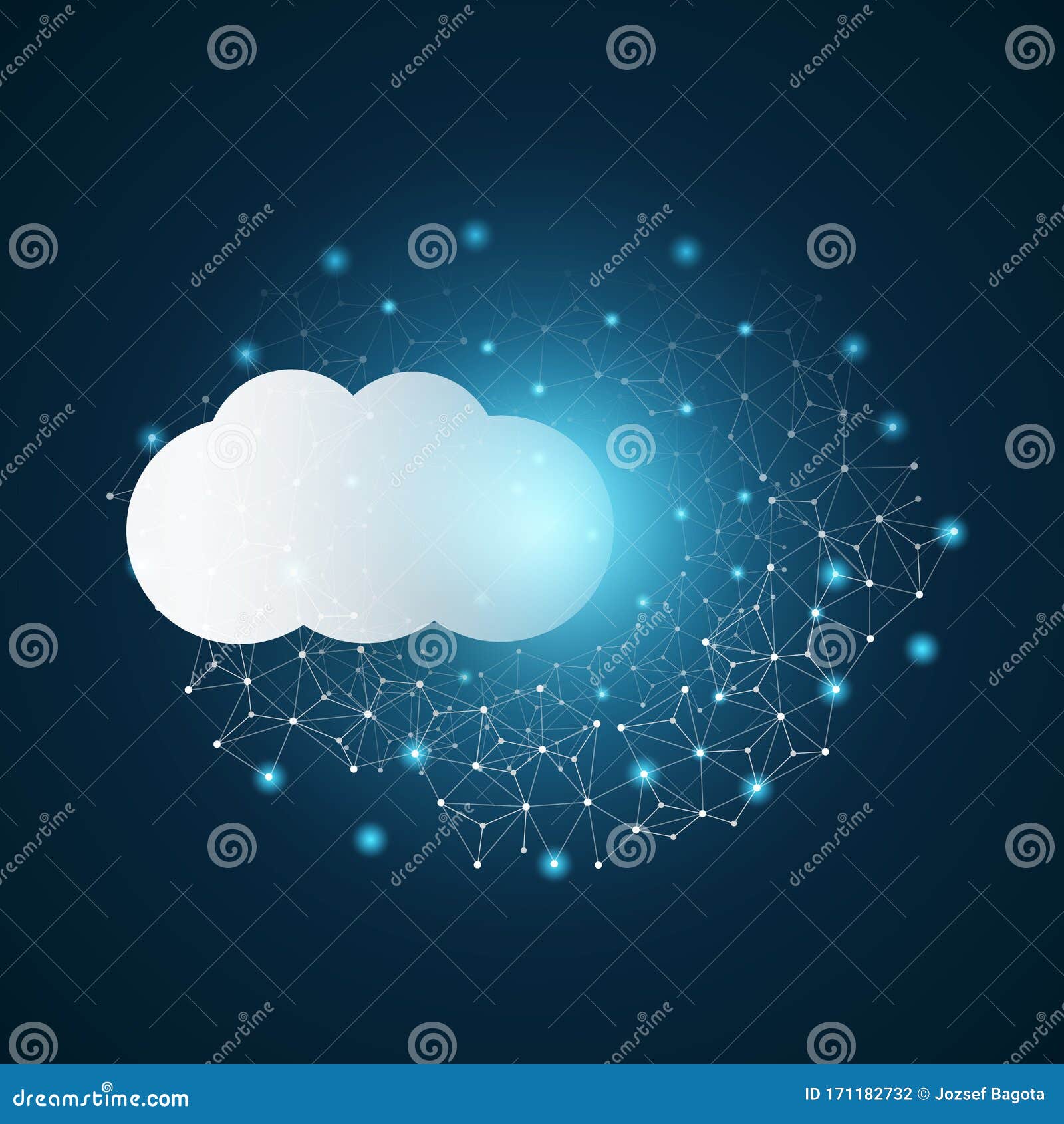 Futuristic Cloud Computing Design Concept - Digital Connections, Technology Background with ...