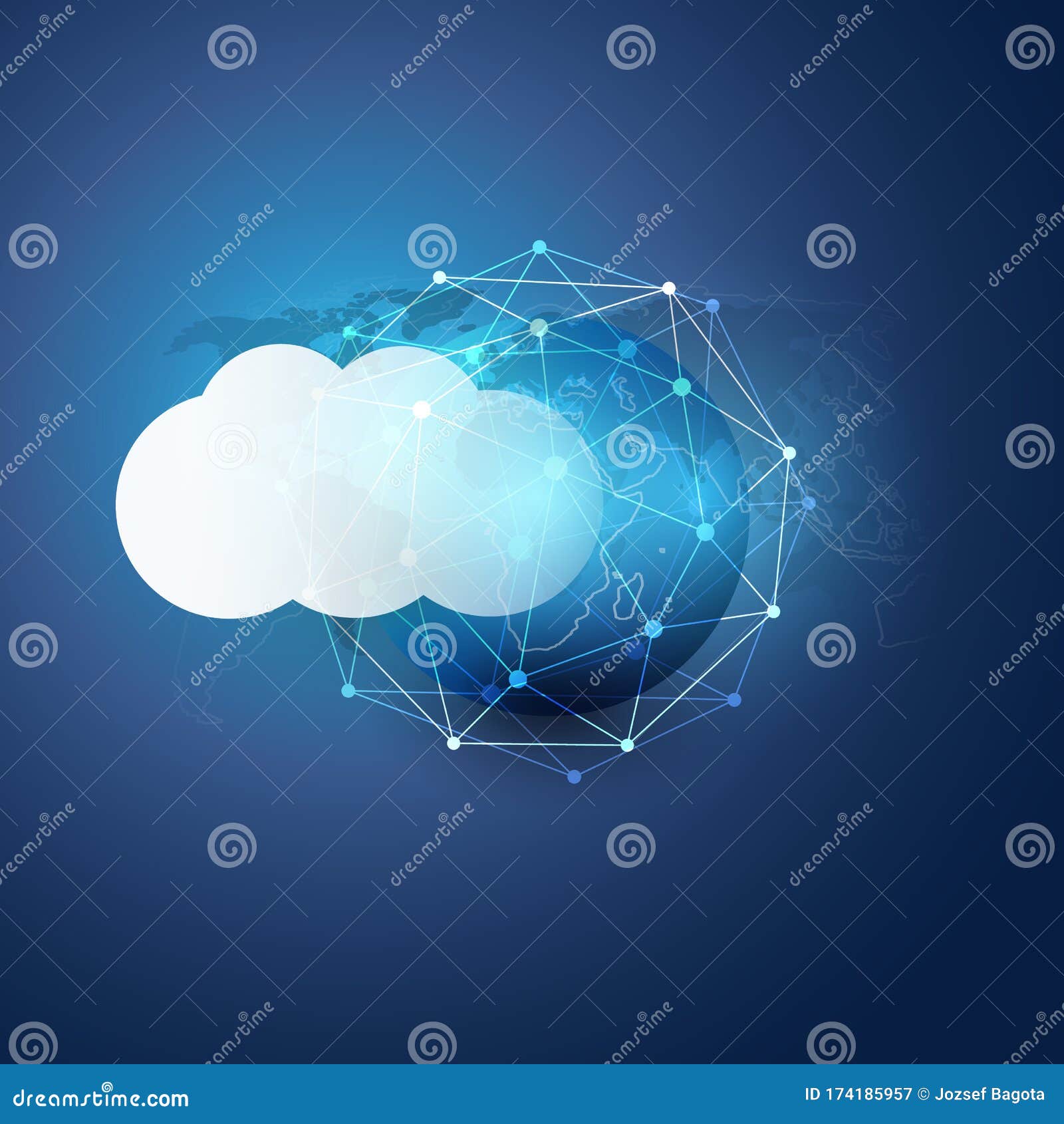 Futuristic Cloud Computing Design Concept - Digital Connections, Technology Background with ...