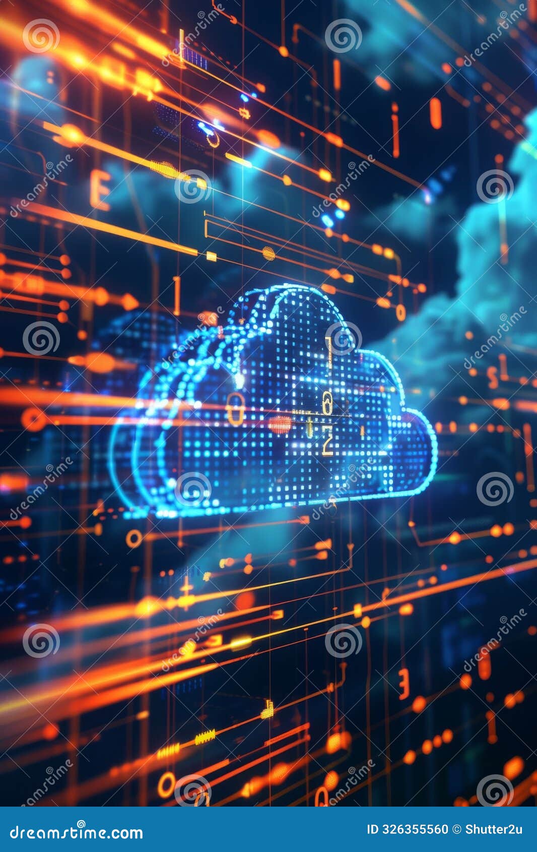 Futuristic Cloud Computing Graphic Binary Backdrop Tech Innovation Stock Photo - Image of cloud ...
