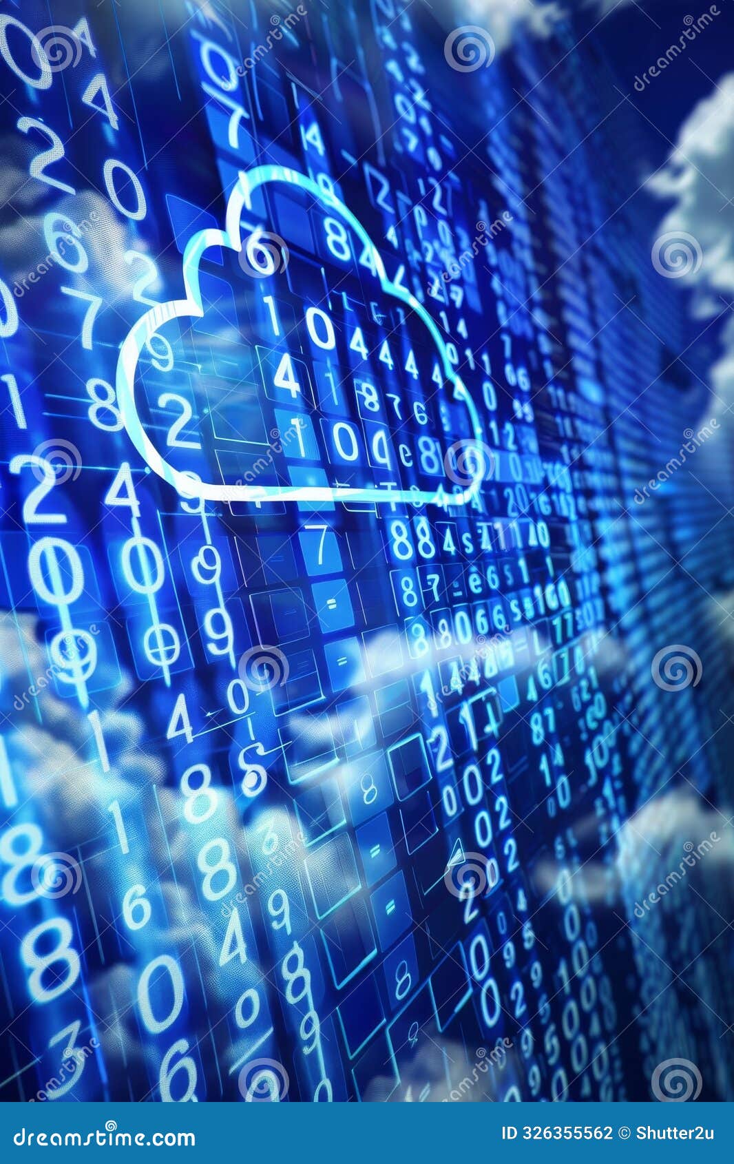 Futuristic Cloud Computing Graphic Binary Backdrop Tech Innovation ...
